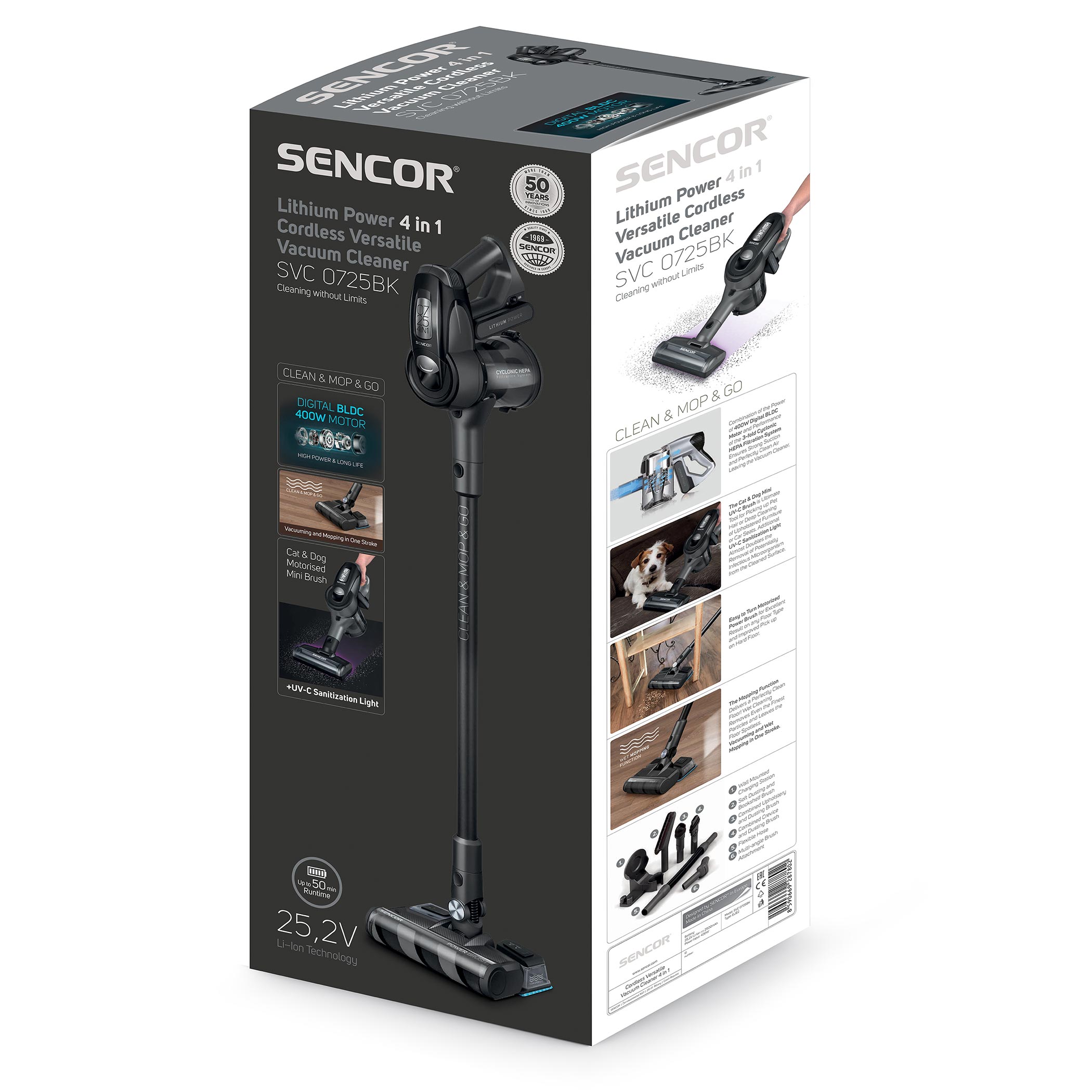 Cordless Stick Vacuum Cleaner | SVC 0725BK | Sencor.com