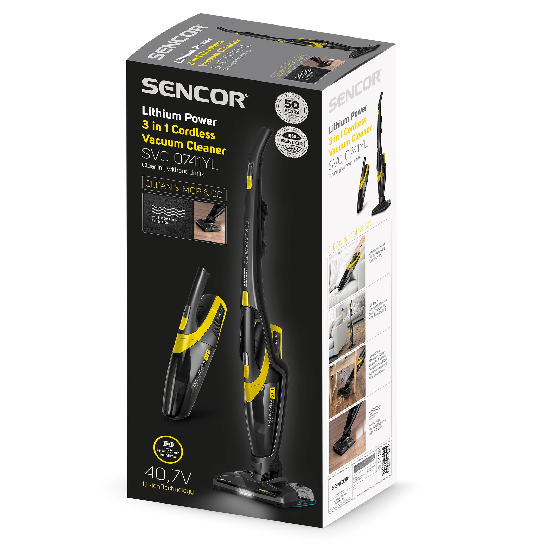 Cordless Vacuum Cleaner 3 in 1 with Mop | SVC 0741YL-EUE3 | Sencor.com