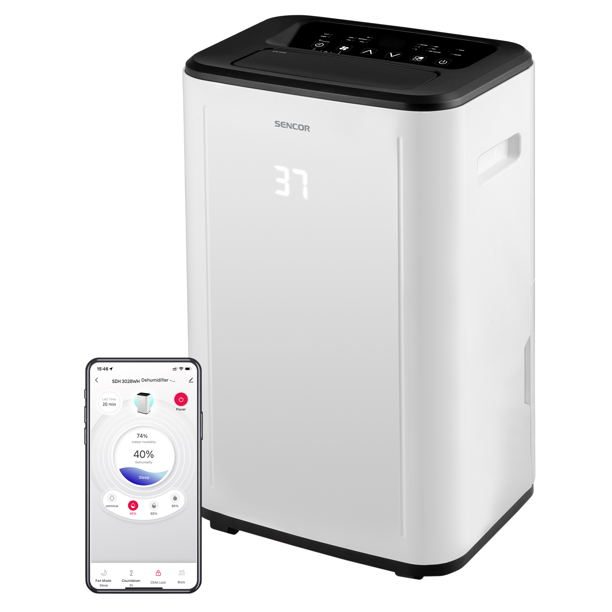 Smart Mobile Dehumidifier 30l Wi Fi SDH 3028WH Sencor